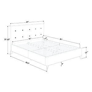 South Shore Gravity Modern Padded Upholstered Platform Bed and Headboard-Queen-Charcoal Gray