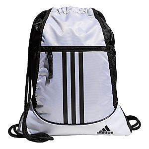 adidas Alliance Sackpack, Drawstring, Lightweight Small Gym Bag for Women, Soccer Backpack, White/Black/Black, One Size