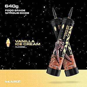 Marz Premium Whipped Cream Charger 640g 1.1L - Food Grade Nitrous Oxide Tank Pure Flavored N2O Chargers - For Any Standard Whipping Cream Dispenser – (6 Cylinders Vanilla Ice Cream)