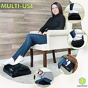 CozyErgo Adjustable Foot Rest for Under Desk at Work - Ergonomic Under Desk Foot Rest Helps with Knee & Back Pain - Under Desk Footrest Supports Swollen Ankles - Desk Foot Stool Posture Corrector