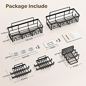Shower Caddy 5-Pack, Adhesive Shower Shelves, Bathroom Shower Caddies, Large Shower Storage for Inside Shower Organizer Stainless Steel Rustproof Bathroom Organizer, Wall Mounted Shower Accessories