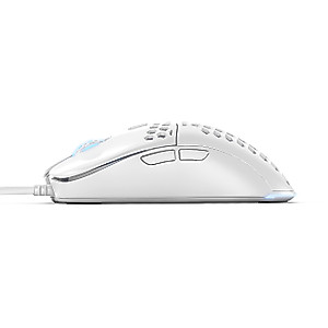 Rukario Ronin X PC Gaming Mouse (Arctic White, Wired) - Ultra LightWeight Symmetrical Honeycomb Shell | RGB Led | PTFE Glides | Pixart 3360 Sensor | 6 Buttons | Weight 63G | Adjustable Settings
