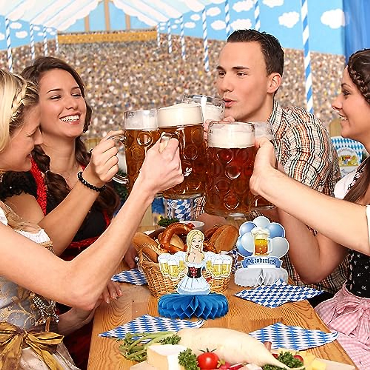 SUNKIM 9pcs Oktoberfest Honeycomb Centerpieces Oktoberfest Decorations Party Supplies Bavarian German Beer Festival Oktoberfest Party Decorations Oktoberfest Table Toppers