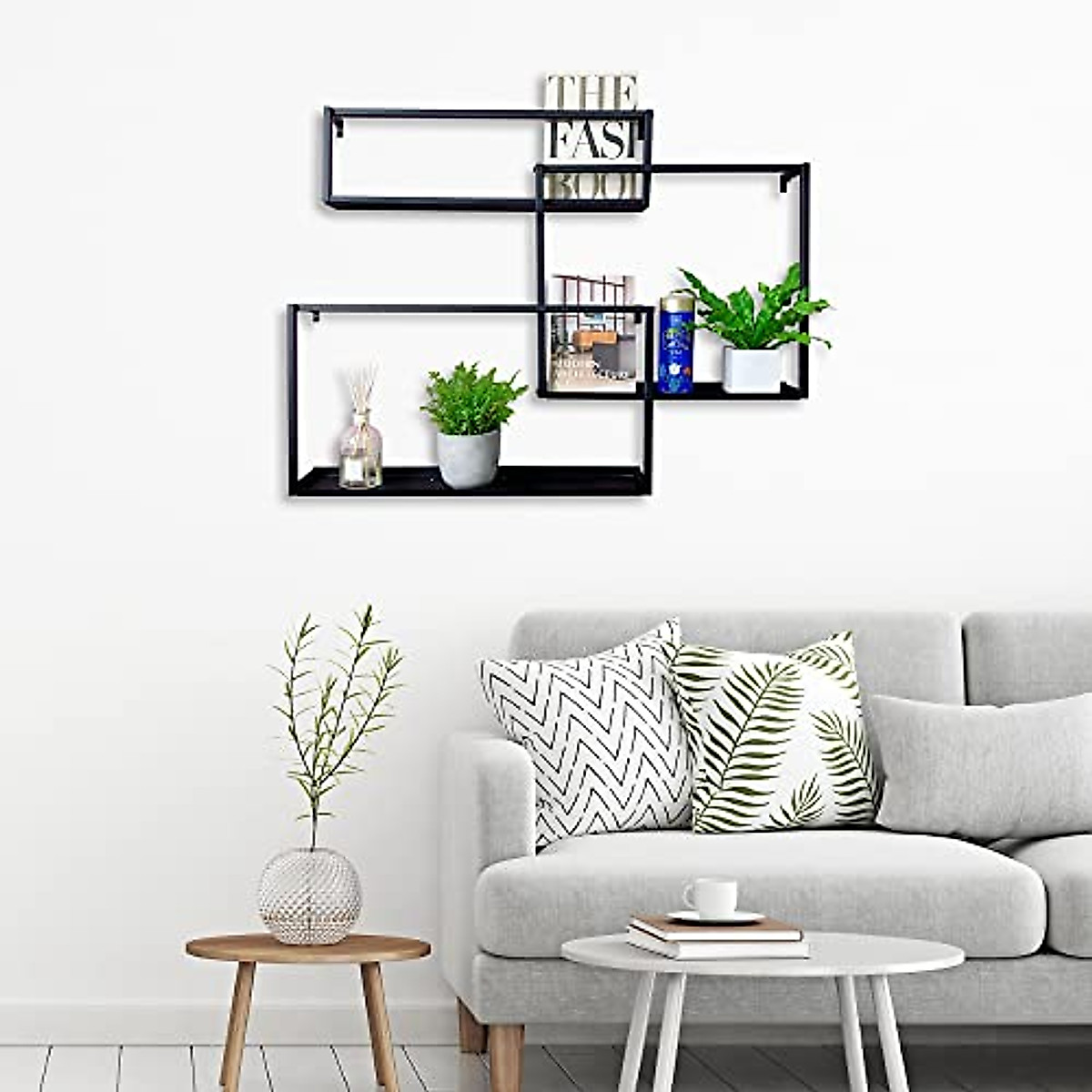 3 Tiered Wall Shelf – Floating Shelf Wall Mounted for Living Room, Bedroom, Bathroom, Kitchen – Wall Display Bookshelf - Storage Rack for Organization and Scandinavian Décor (Modern)