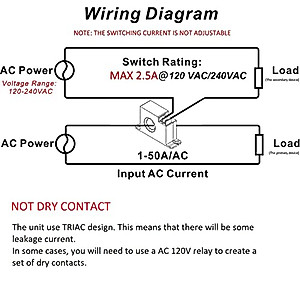 CrocSee Miniature Current Switch, CS-TS0, Normally Open Amp Sensor Monitoring Relay, AC 1-50A Detectable