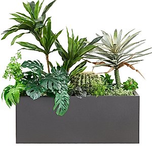 Wallowa Metallic Heavy Long and Large Outdoor/Indoor Planter Box, 38”Lx15”Wx15”H, 40Pounds, No Assemble and Seamless, Color Gray