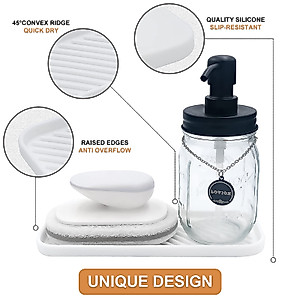 HvOvMvE Silicone Organizer Tray, Soap and Sponge Holder for Kitchen Sink, Bathroom - Storage Tray for Dish Brush, Soap Dispenser, Dishwashing Accessories- 2 Pack White