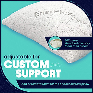 EnerPlex Memory Foam Pillows - Pack of 1 Adjustable, CertiPUR-US Certified King Size Pillows for Sleeping w/Extra Foam & Removable Viscose of Bamboo Cover - Machine Washable Firm Pillow