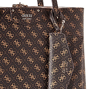 GUESS Womens Eco Brenton tote, Brown Logo, One Size US
