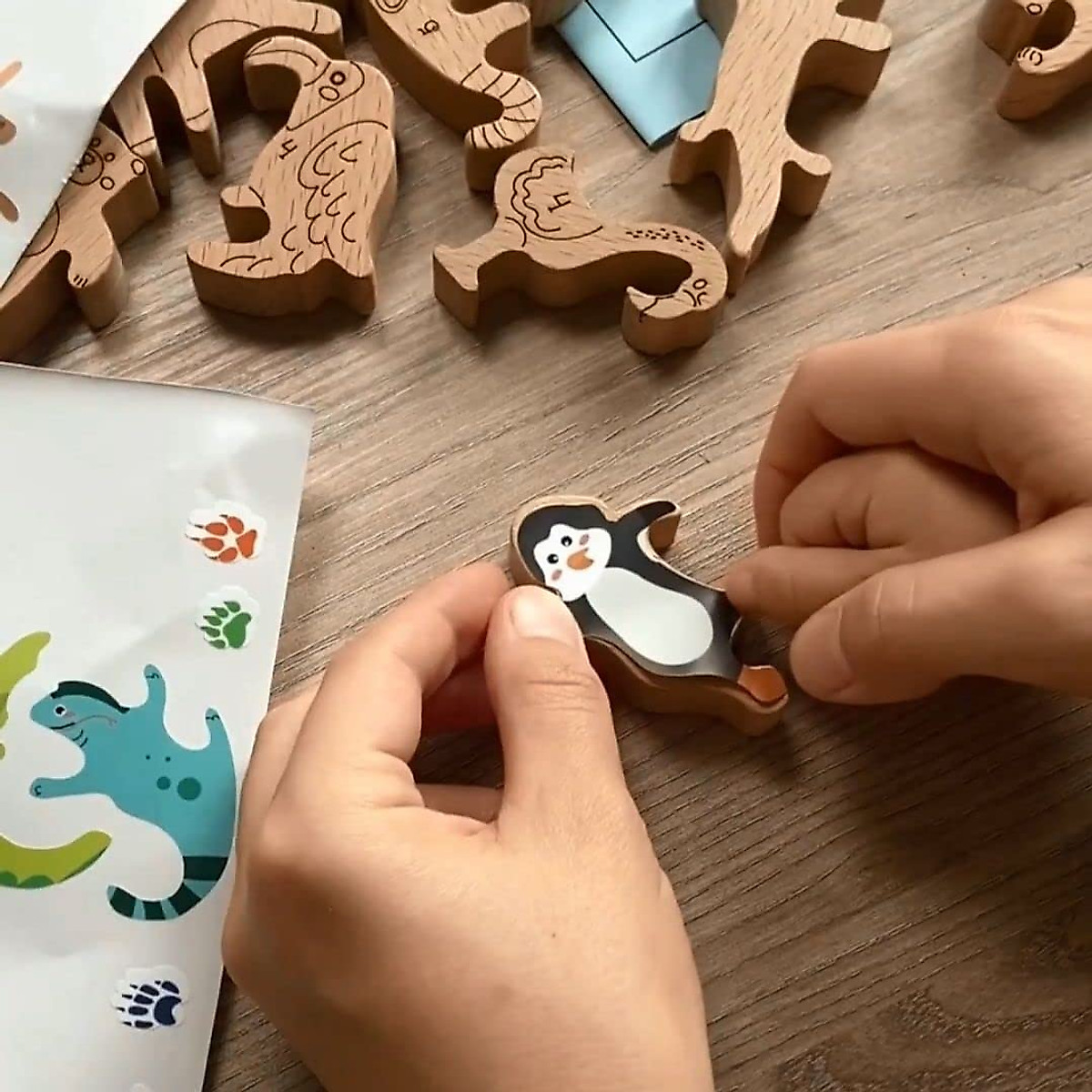 Stacking Blocks 42 pcs Large Gift Set Wooden Balancing Game Funny Animals Building Blocks Wooden Kids Blocks in Gift Box Balance Toy Stack Game Holiday Birthday Gift Wooden Stacking Toy Funny Anim-42