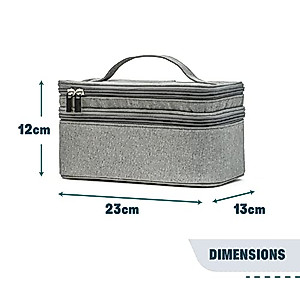 Double-Layer Sewing Box with Handle - Water-Resistant Sewing Organizer Stores Your Sewing Supplies in 1 Convenient Case with Multiple Pockets, Gray