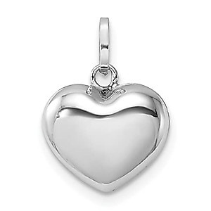 IceCarats 14K White Gold Heart Necklace Love Pendant Charm Only