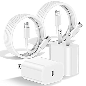 2Pack iPhone Fast Charger - Apple MFi Certified - 20W USB C Wall Charger with 6Ft Type C to Lightning Cable for iPhone 13 12 11 14 Pro XR XS Max X 8 Plus iPad AirPods - Supports Power Delivery(White)