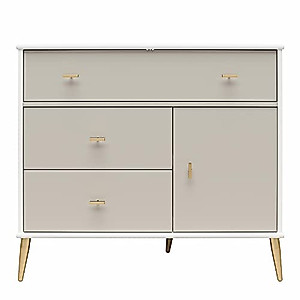 Little Seeds Valentina Asymmetrical Convertible Dresser, White/Taupe