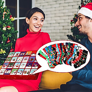 Liitrsh 24 Pairs Christmas Sock Advent Calendar 2023 Unisex Socks Set 24 Days Countdown Calendar Gift for Adults Novelty Holiday Crew Socks with Christmas Calendar for Holiday Xmas Party Favor Gifts