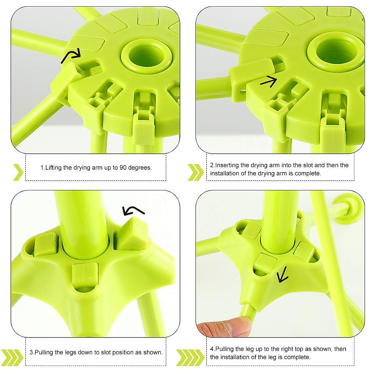 Cambom Foldable Pasta Drying Rack- Plastic Spaghetti Noodle Dryer with 10 Bar Handles Green