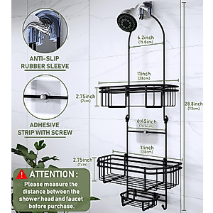 WXCGX Hanging Shower Caddy Over Shower Head Organizer: Stainless Rustproof Bathroom Shower Storage Rack Basket with Soap Holder, Hooks - Large Capacity Shower Shelf for Shampoo, Conditioner, Body Wash