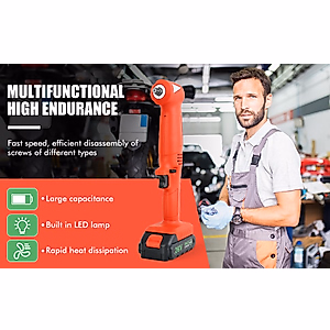 gangqiao Cordless Electric Ratchet Wrench, 90° Angular Impact 3/8 inch 88.5Ft-lbs 2100 RPM 26V Power Ratchet Wrench Kit w/ 2-Pack 3.0Ah Lithium-Ion Batteries 30-Min Fast Charge Variable Speed Trigger