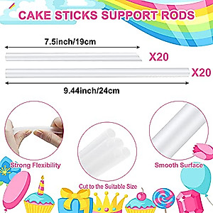 Aufind 85 PCS Plastic Cake Dowel Rods Set, 20 White Plastic Cake Sticks Support Rods with 5 Cake Separator Plates for 4, 6, 8, 10,12 Inch Cakes and 20 Clear Cake Stacking Dowels for Tiered Cakes