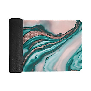 Mouse Pads Rose Gold Glitter Pink Teal Desk Mat Gaming Mousepad Non Slip Rubber Mouse Mat for Desk Keyboard, Wireless Mouse, Office Computer