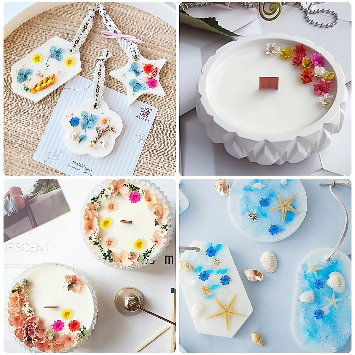 900 PCS Small Dried Flowers for Crafts Resin - Tiny Dried Flowers for Nails, Natural Real Dried Pressed Flowers Bulk for DIY Jewelry Earrings Epoxy Molds, Candles Making, Soap Making