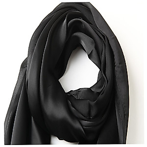 Bellonesc Silk Scarf 100% silk Long Lightweight Sunscreen Shawls for Women (black)