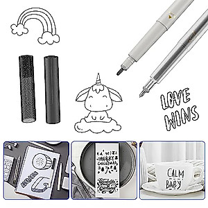 DOOHALO Metallic Grey Black Pens for Cricut Maker 3/Maker/Explore 3/Air 2/Air 1.0/0.8/2.0/2.5 Variety Point Tips Gel Glitter Markers for drawing Writing Compatible with Cricut Machine