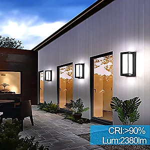 Sytmhoe Porch Lights Outdoor Wall Sconce, 24W 2400LM 5000K Modern LED Porch & Patio Lights, Aluminum Exterior Light Fixture Matt Black IP65 Waterproof for Hallway House Backyard Garage Lighting.