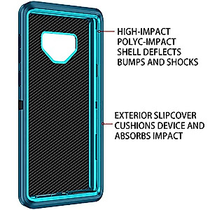 Regsun for Galaxy Note 9 Case,Shockproof 3-Layer Full Body Protection [Without Screen Protector] Rugged Heavy Duty High Impact Hard Cover Case for Samsung Galaxy Note 9,Turquoise