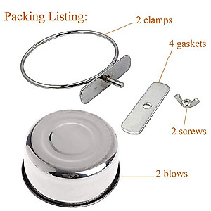 kathson 2 Pack Bird Feeding Cups with Clamp Holder, Parrot Food & Water Cage Hanging Bowl Stainless Steel Coop Cup Dish Feeder for Parakeet Cockatiels Conure Budgies Lovebird Finch