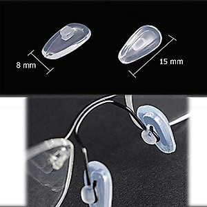 Glasses Repair Replacement Metal Temple Eyewear Metal Frame Arms for Eyeglasses Sunglasses (Nose Pads Clear)