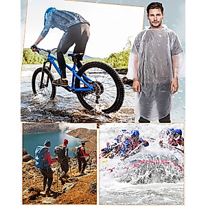 JaGely 120 Pack Disposable Rain Ponchos for Adults Bulk Emergency Travel Essential Family Pack Operation Raincoat with Hood(Clear)