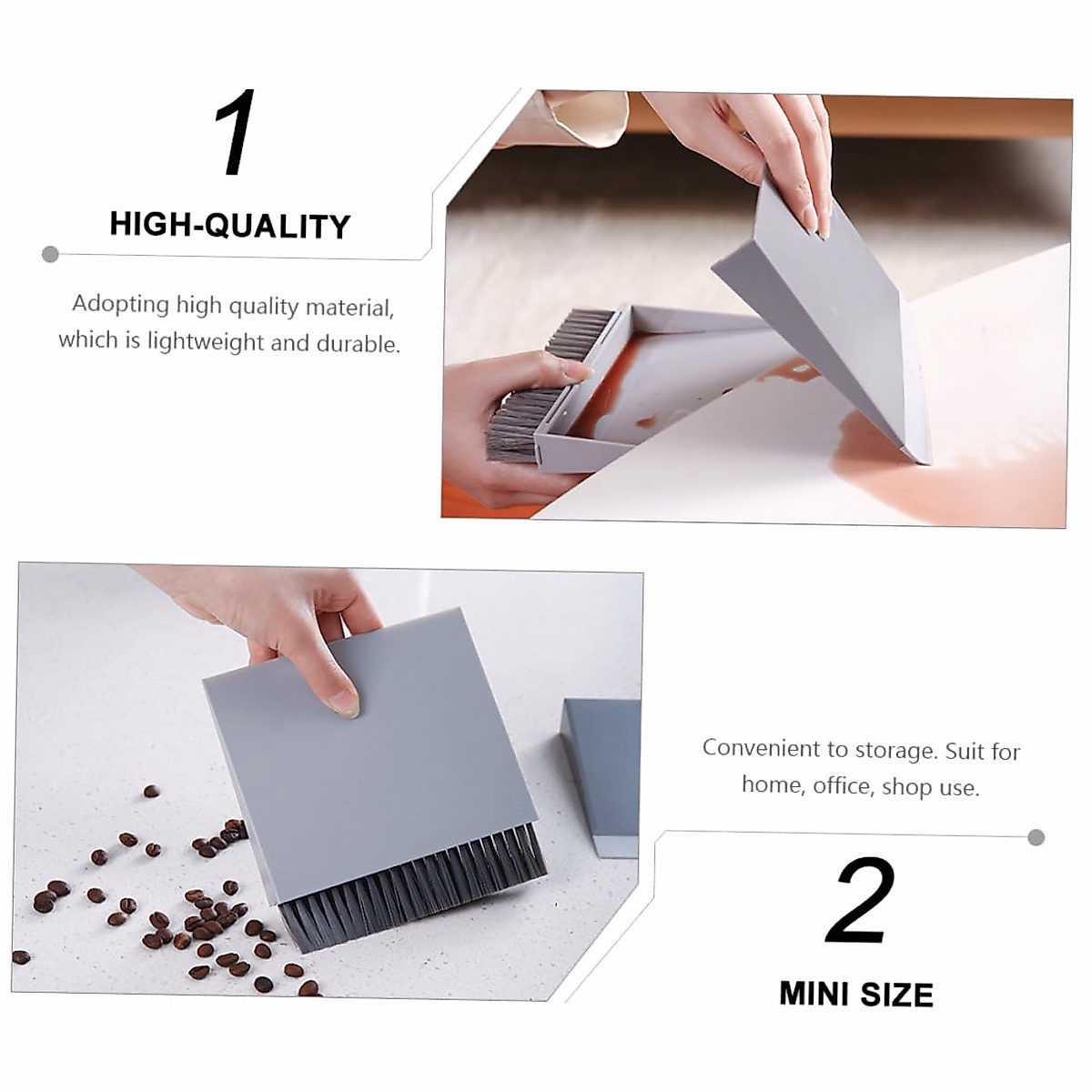 Gogogmee 1 Set Desktop Cleaning Kit Mini Desktop Cleaner Car Air Vent Cleaner Standing Desk Topper Mini Broom Keyboard Broom Desktop Dustpan Computer Broom Desktop Broom Brush Grey