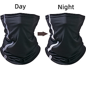 Muka Reflective Stripe Safety Neck Gaiter Face Neckerchief Bandana Scarves for Outdoor Activity Working-Green