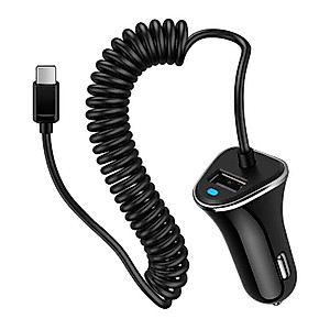Fast Car Charger Pixel 7 Type C Car Plug Android USB C Cigarette Lighter Car Adapter Fast Charging C Coiled Cable for Samsung Galaxy A14 5G/S23/A54/A34/A23/Z Fold 4/A13/S21 FE/A53/A03s,Pixel 7 Pro/6a