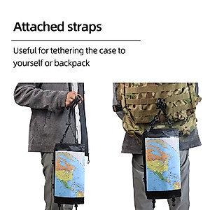 KOSIBATE Map Case, Waterproof Military Hiking Map Pouch Holder with Clear Window & Lanyard