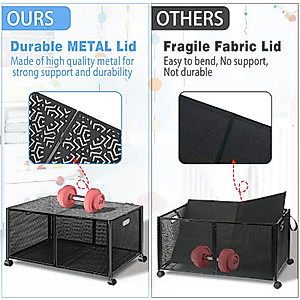 punemi Toy Box Storage, 2 Pack Metal Toy Organizers And Storage With Wheels, Large Toy Chest Box, Collapsible Toy Bin For Kids Playroom, Living Room, Nursery, Bedroom, Black