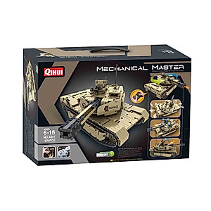 Bo Toys R/C Shooting Tank Building Bricks Radio Control Toy, 1276 Pcs Military Battle Storm of The Desert Tank Kit with USB Rechargeable Battery, Construction Build It Yourself Toys