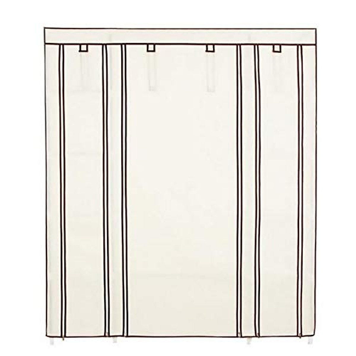 SoSo-BanTian1989 Metal Frame Portable Closets Fabric Wardrobe, Clothing Cabinet Storage Organizer with Dustproof Cover (Beige)