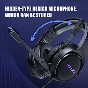 COLUSI C600 AUX Wired Gaming Headset with Hidden-Type Microphone, One Key Mute Over Ear Headphones with 3.5mm Audio Jack RGB Light