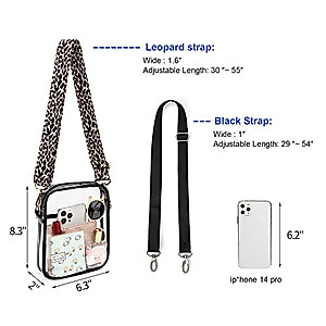 TEABAN Clear Delicate Crossbody Purse Bag, Stadium Approved Transparent Bag for Festivals, Sports Events, Small Concerts Bag for Women Men with Inner Pocket and Adjustable Shoulder Strap