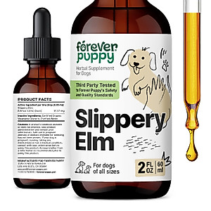 Slippery Elm Tincture for Dogs - Gut Support w/Slippery Elm Bark - Soluble Fiber for Dogs of All Breeds & Sizes - Slippery Elm Digestive Dog Drops - Natural Dog Food Supplements - 2 oz