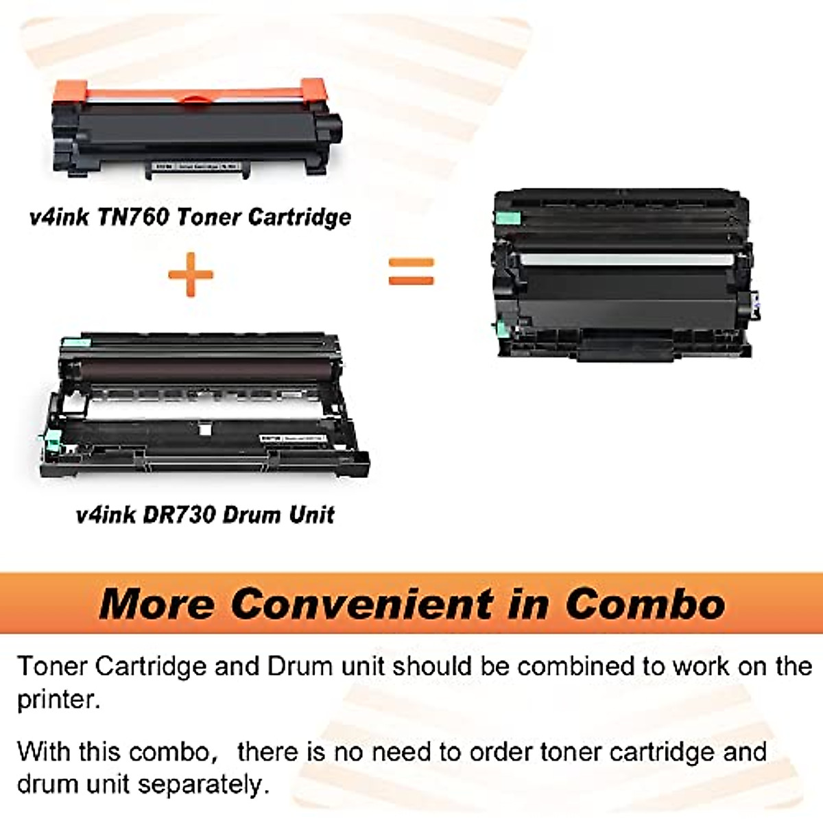 v4ink Compatible DR-730 Drum and TN-760 Toner Cartridge Set Replacement for Brother DR730 TN760 TN730 for use with HL L2325DW L2350DW L2370DW MFC L2690DW L2710DW L2717DW (1 DR730 Drum+ 4 TN760 Toner)