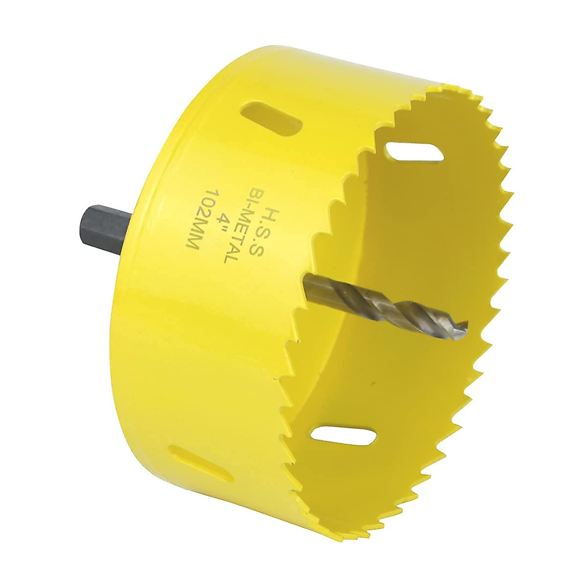 JIECHENG Bi-Metal 4 inch Hole Saw with Arbor Mandrel for Cutting Wood,Cornhole Boards,Drywall,Plasterboard,Plywood,Steel,Aluminium,Brass,Copper,Zinc,Tin,102mm