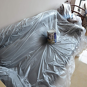 10 Piece Painter Plastic Drop Cloths Sheet,Waterproof Anti-dust Cover,9x12 Feet Disposable Tarp for Painting for Couch/Furniture Cover