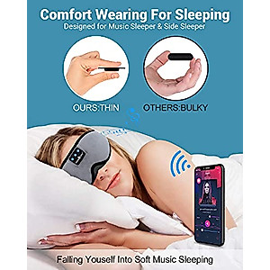 LC-dolida Sleep Headphones Bluetooth Sleep Mask, Sleeping Headphones 3D Eye Mask Wireless Music Sleeping Headphones for Side Sleepers Noise Cancelling Headphones for Men Women （Blue+Grey）