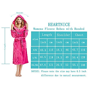 HEARTNICE Womens Hooded Fleece Robe, Soft Plush Bathrobe for Womens, Fluffy Cute Long House Coat (Violet Hooded, S/M)