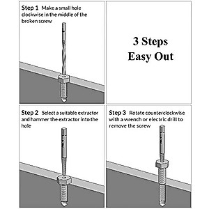 QWORK Screw Extractor Easy Out Damaged Bolt Extractor Kit Stripped Broken Screw Remover for M4-M18 (1/8"-3/4")