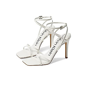 Calvin Klein Women's TEGIN Heeled Sandal, White, 8