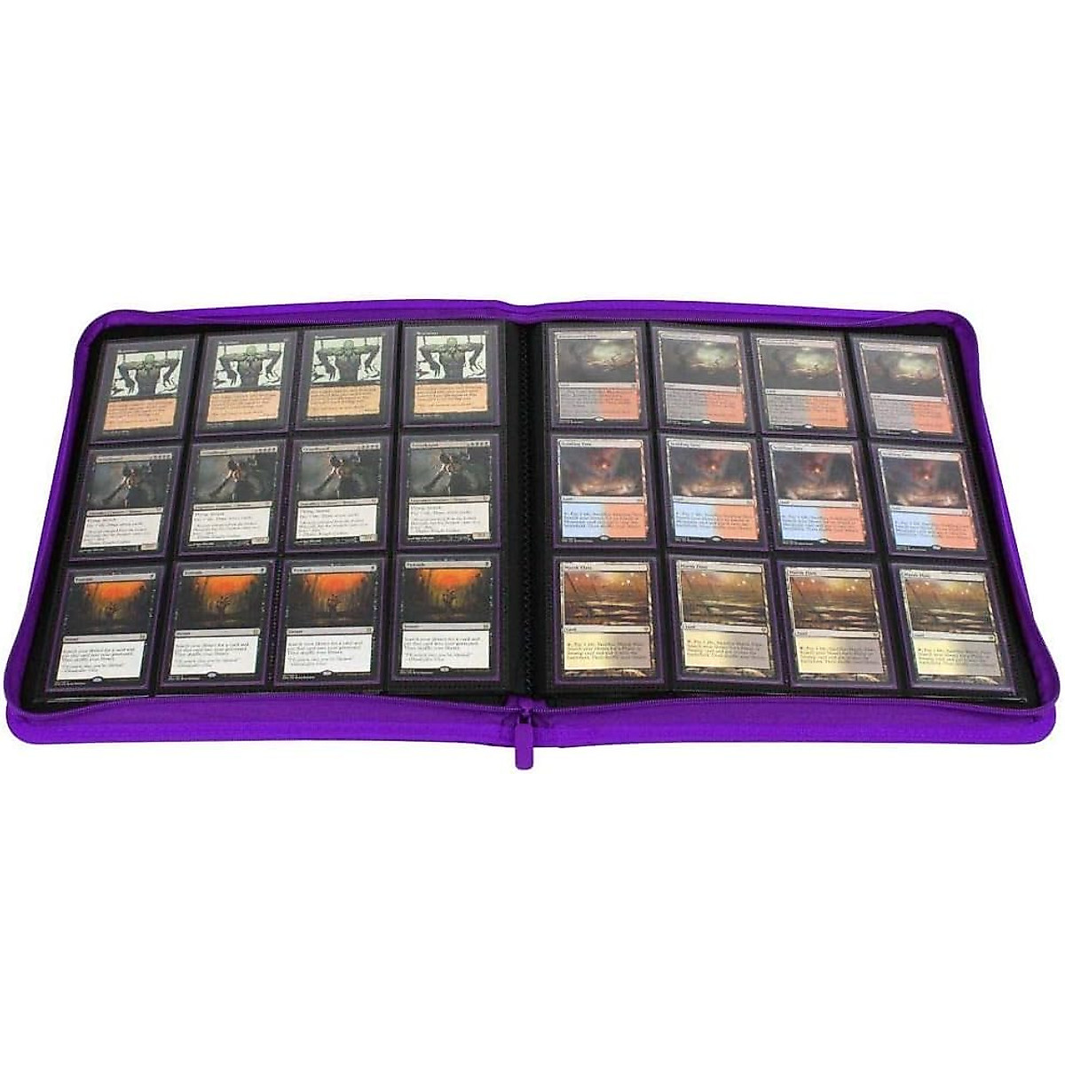 BCW Z-Folio LX Zipper Portfolio - Premium Purple Leatherette 12-Pocket Playset Album - Secure Zipper - 480 Card Capacity - Card Collector's Dream - Card Organizer - Trading Card Storage